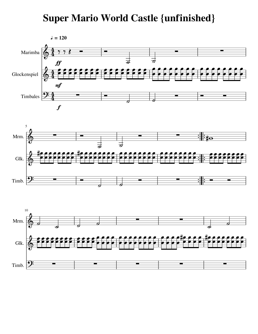 Super Mario World Castle {unfinished} Sheet music for Timpani ...