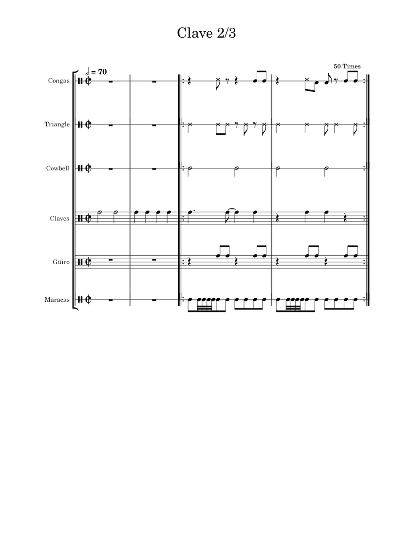 Ritmo Salsa Clave 3x2 Sheet music for Triangle, Claves, Conga ...