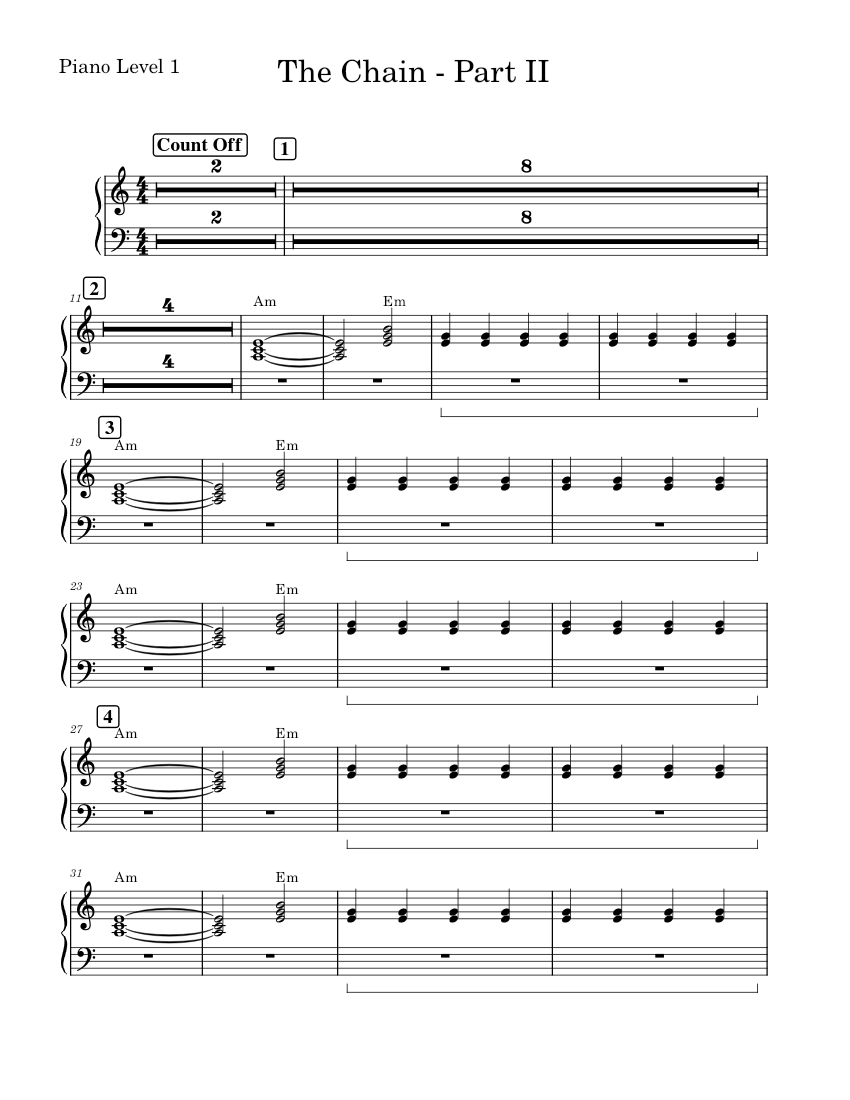The Chain Part II-Piano_Level_1 Sheet music for Piano (Solo) Easy ...