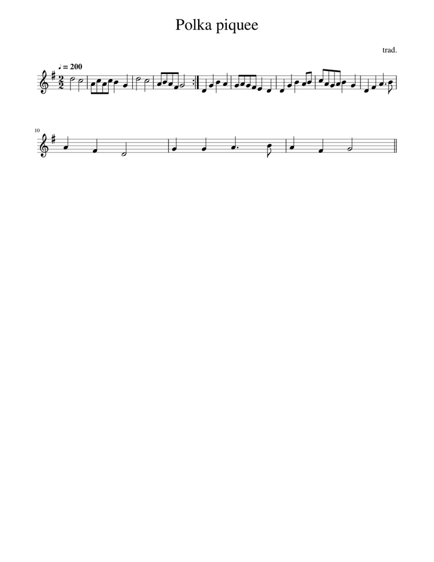 Traditional music - Polka piquee Sheet music for Piano (Solo ...