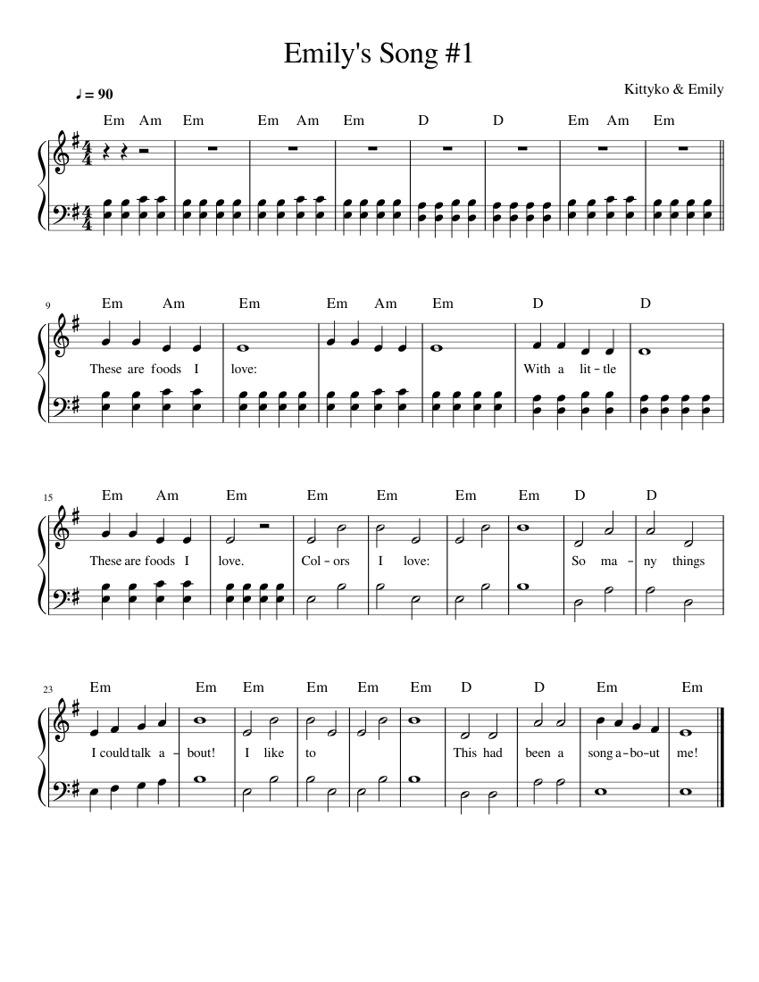 Emily s Song 1 Sheet music for Piano (Solo) | Musescore.com