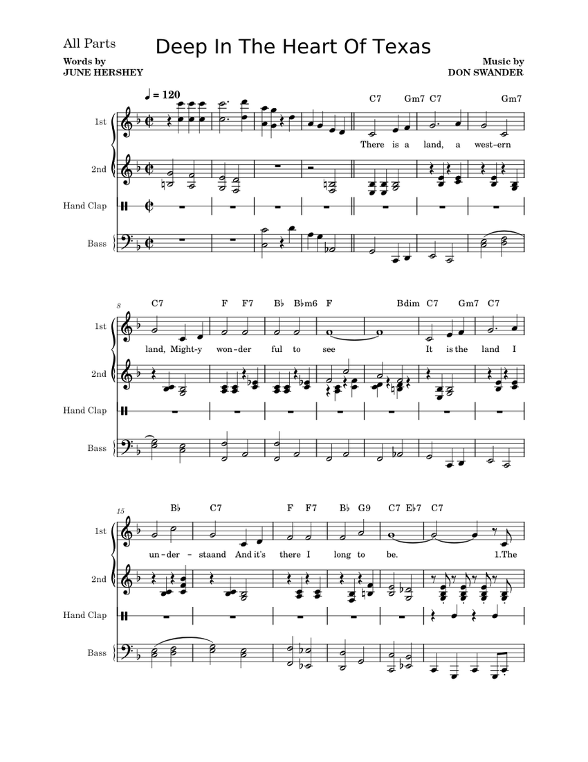 Deep in the Heart of Texas – Don Swander Sheet Music with Chords for ...