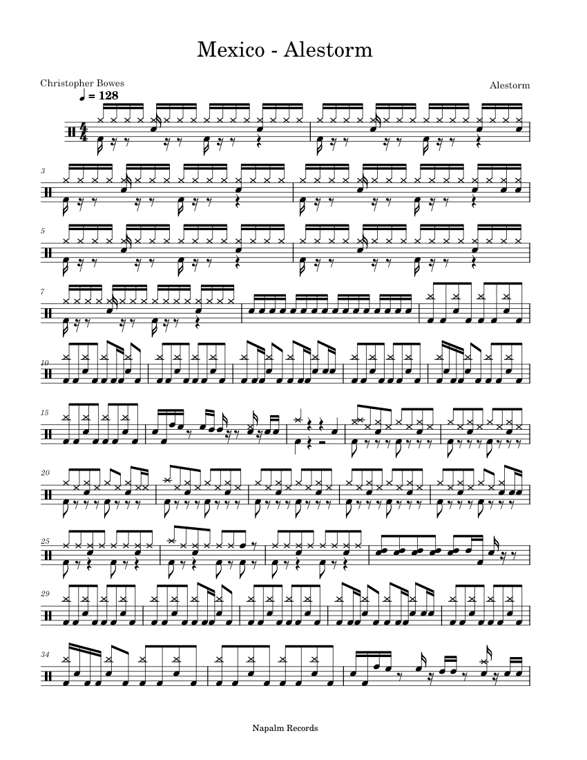 Mexico – Alestorm Mexico - Alestorm Sheet Music for Drum group (Solo ...