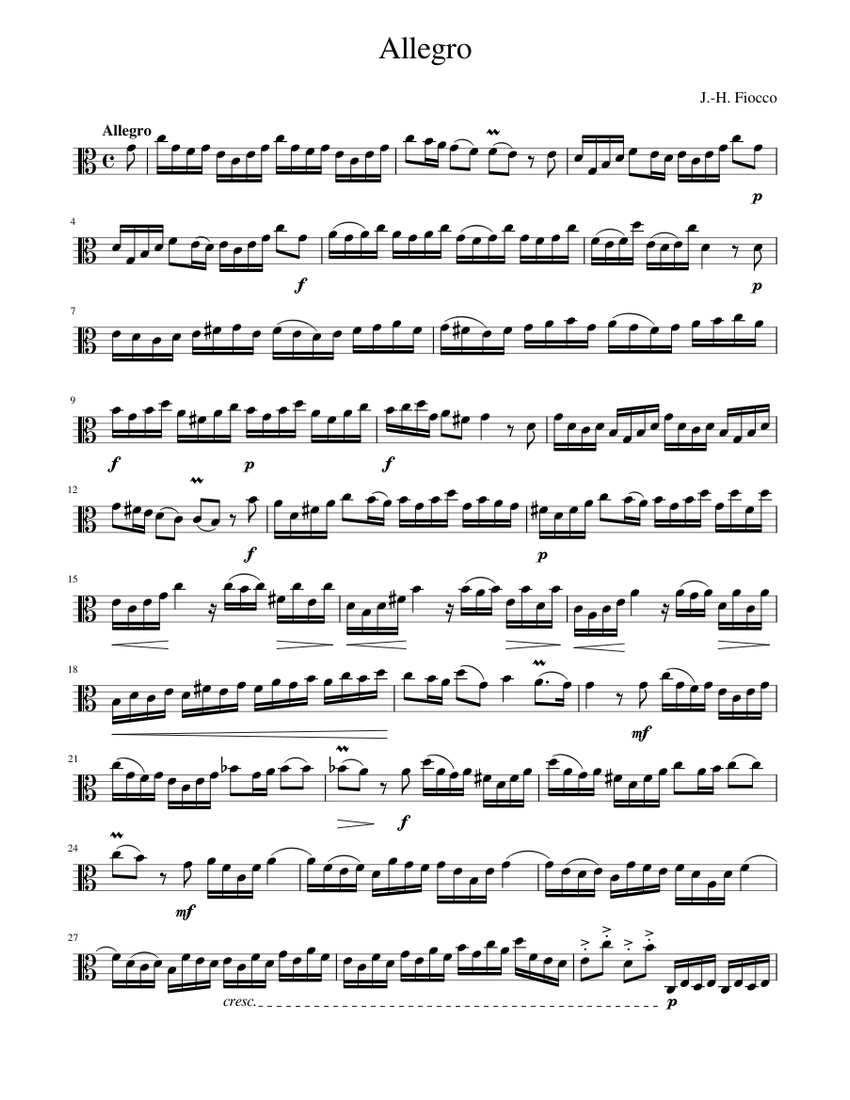 Allegro Sheet Music for Viola (Solo) | MuseScore.com
