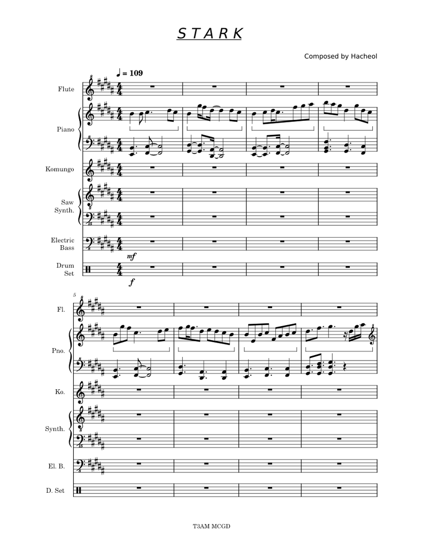 StarK Sheet music for Piano, Flute, Bass guitar, Drum group & more ...