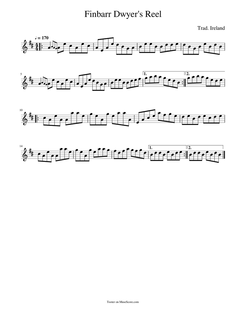 Finbarr Dwyer's - (Trad. Irish reel) Sheet music for Piano (Solo) Easy ...