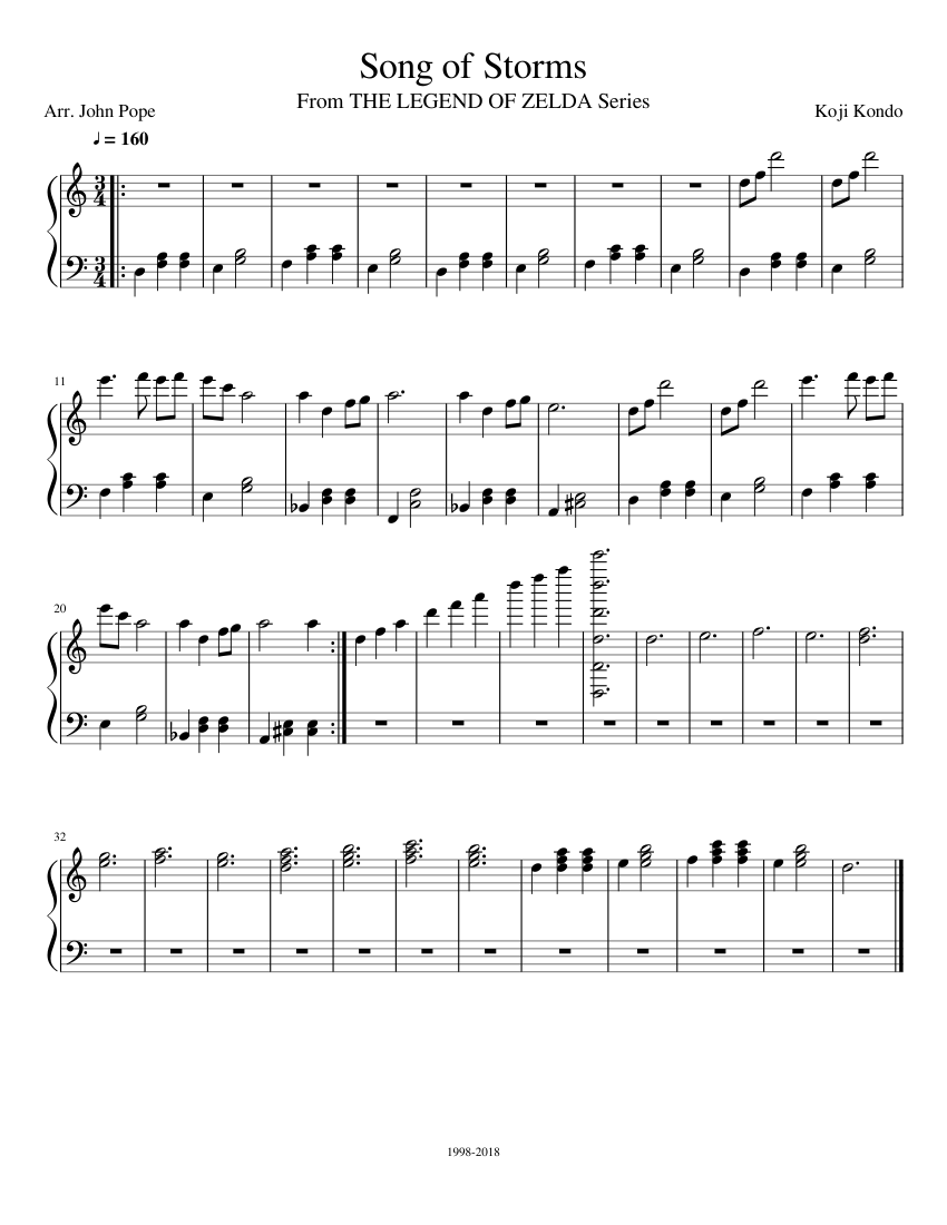 Song of Storms (From THE LEGEND OF ZELDA Series) Sheet Music for Piano ...