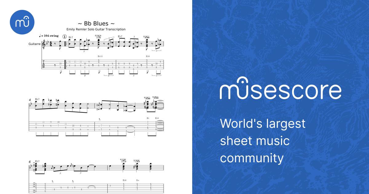 Bb Blues - Emily Remler Sheet Music and Tab with Chords for Guitar (Mixed Duet) | MuseScore.com