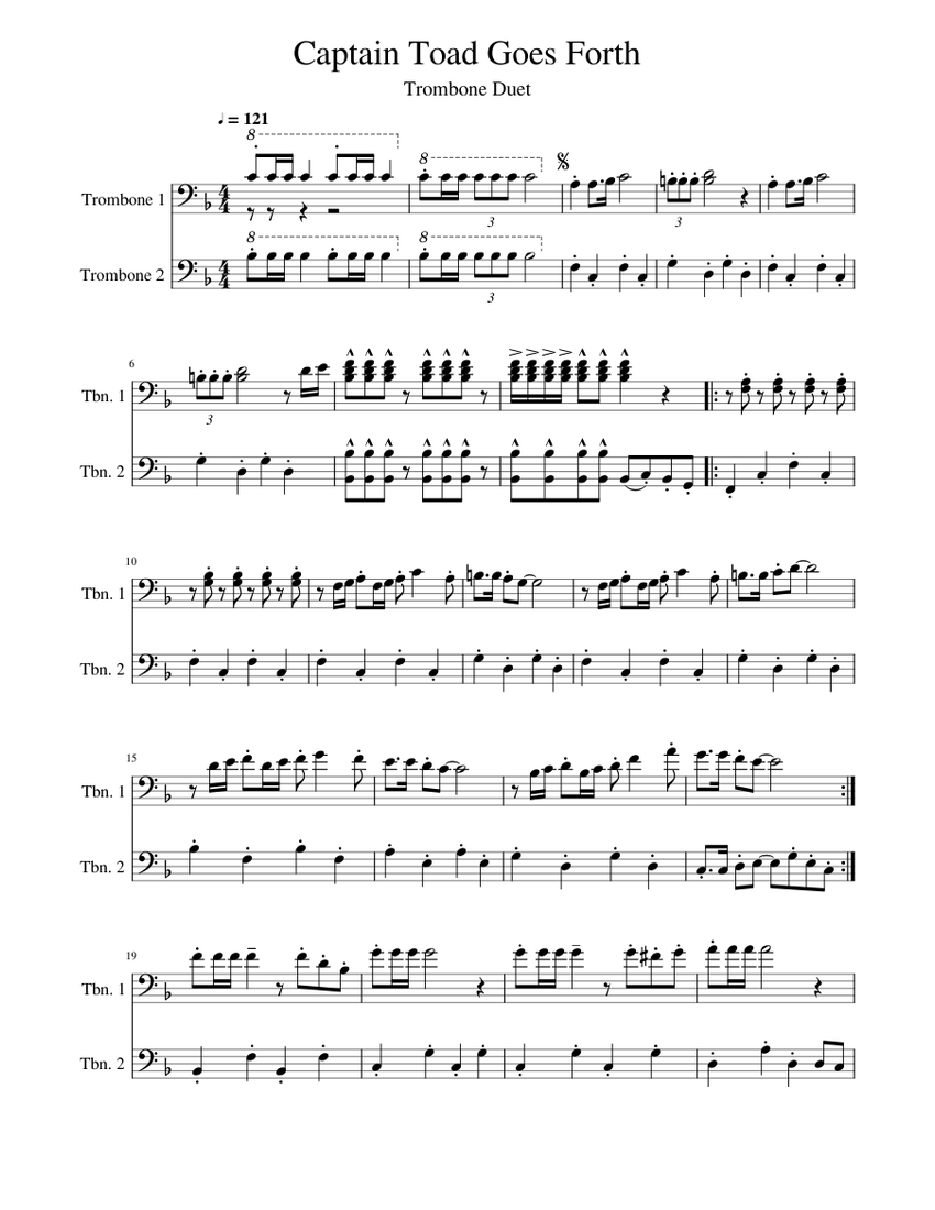 Captain Toad Goes Forth - SM3DW Sheet music for Trombone (Brass Duet ...