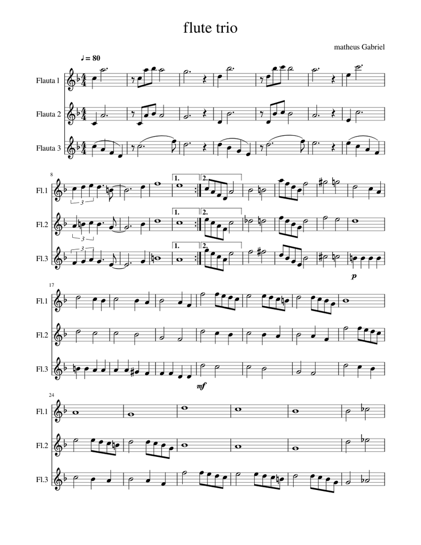 flute trio Sheet music for Flute (Mixed Trio) | Musescore.com