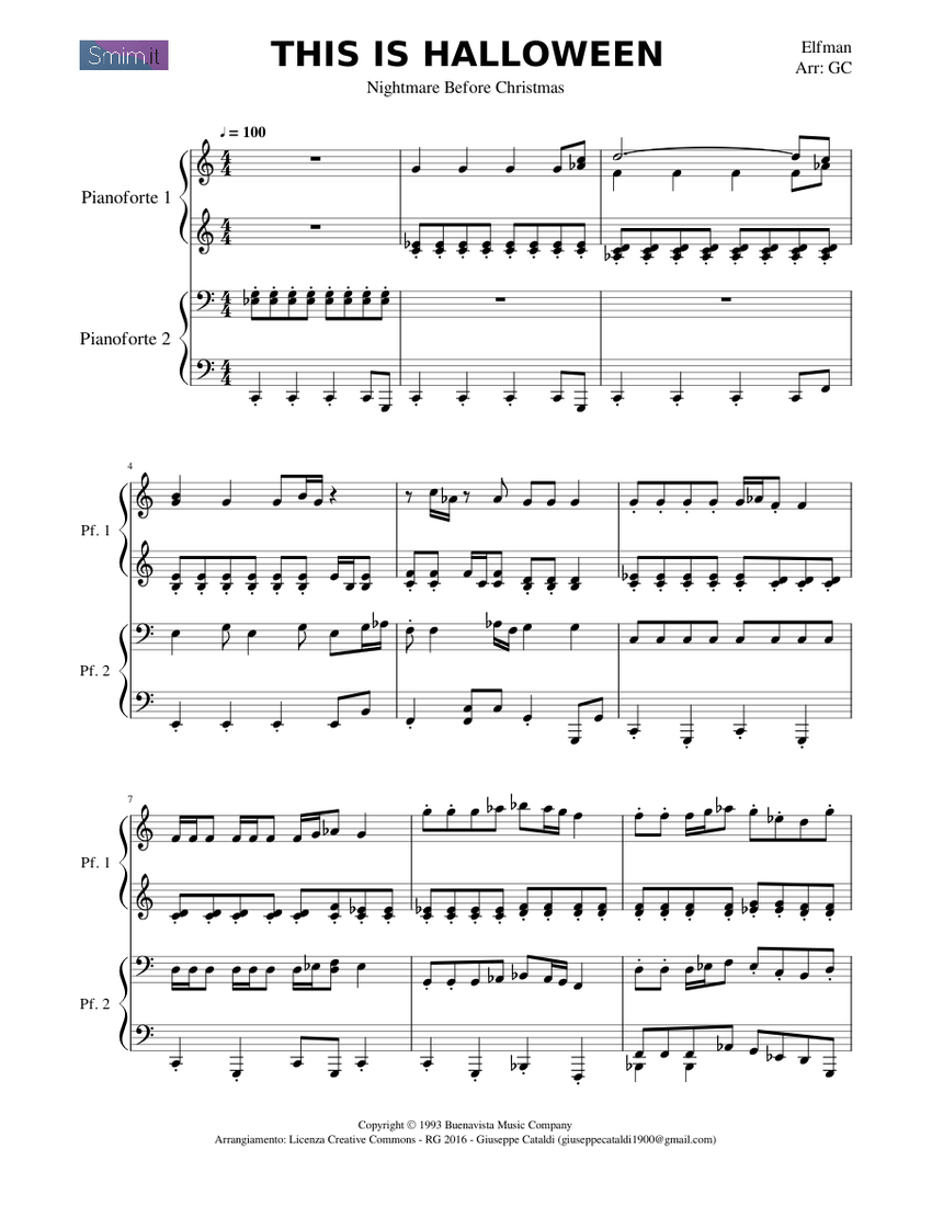 This is Halloween (Nightmare Before Christmas) Sheet Music for Piano ...