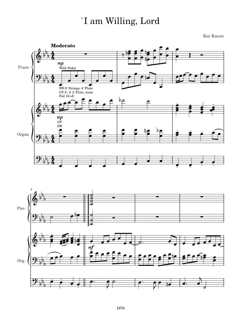`I_am_Willing,_Lord Sheet Music for Piano, Organ (Mixed Duet ...