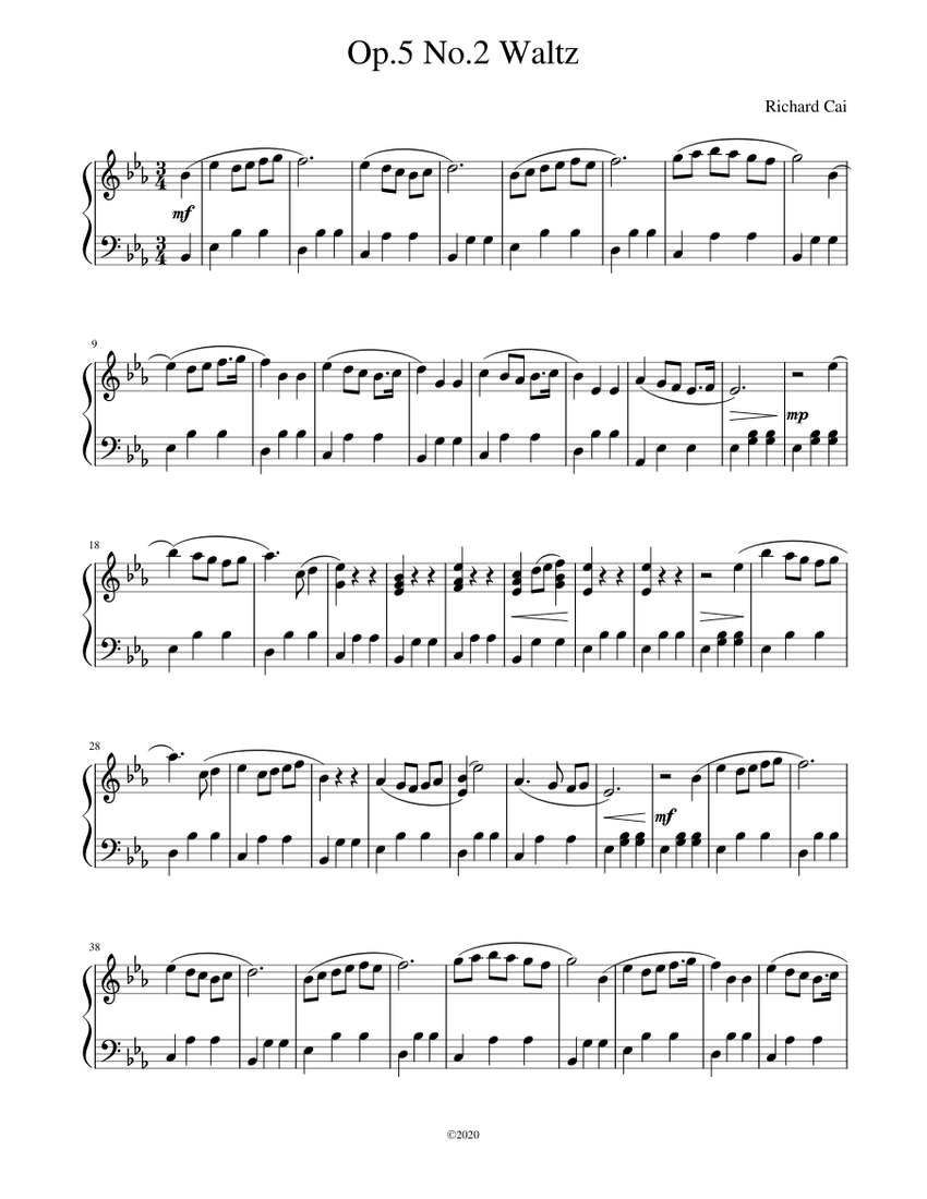Op.5 No.2 Waltz Sheet music for Piano (Solo) Easy | Musescore.com