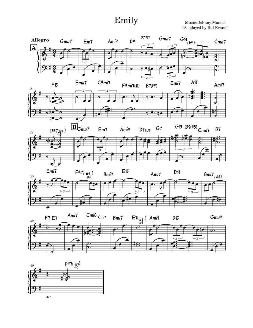 Emily - piano tutorial