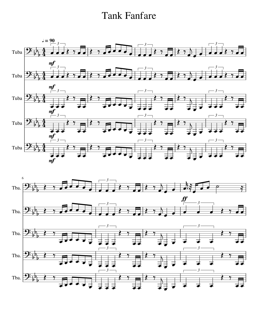 Tank_Fanfare Sheet music for Tuba (Mixed Quintet) | Musescore.com