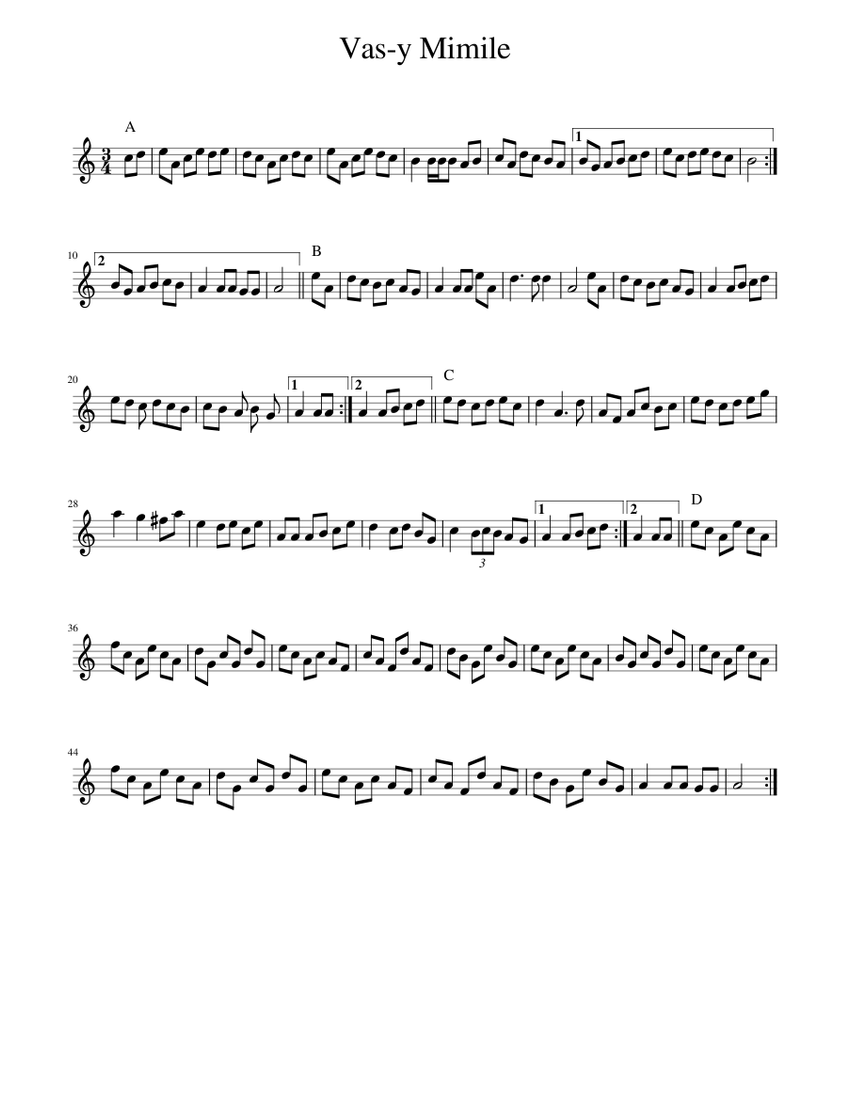 Vas-y Mimile Sheet music for Piano (Solo) | Musescore.com