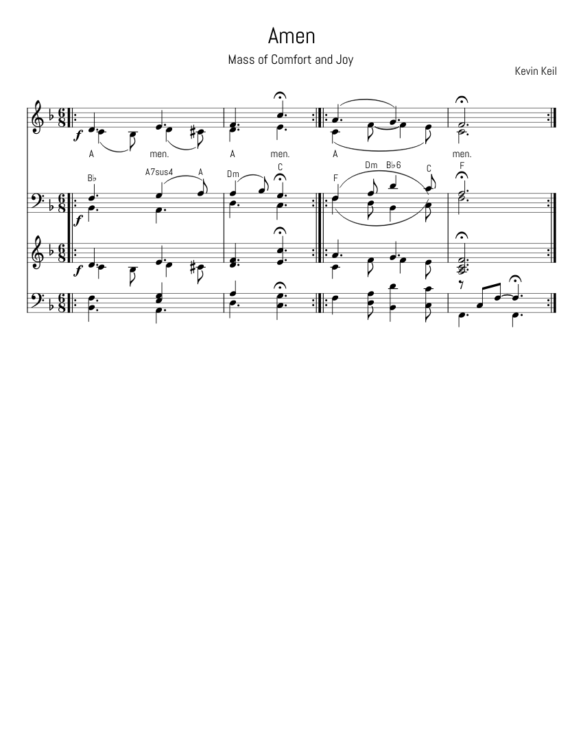 Amen MASS OF COMFORT AND JOY Kevin keil Sheet Music with Chords for ...