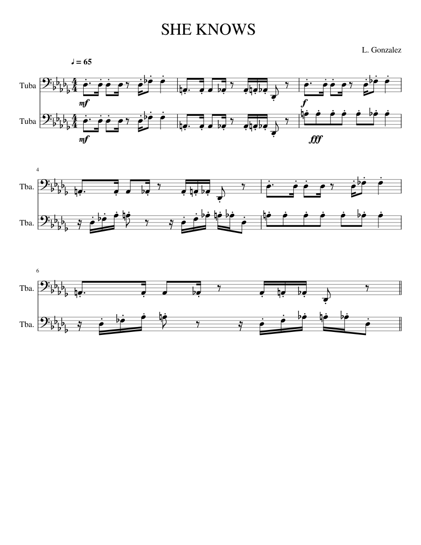 She knows – J. Cole Sheet music for Tuba (Brass Duet) | Musescore.com