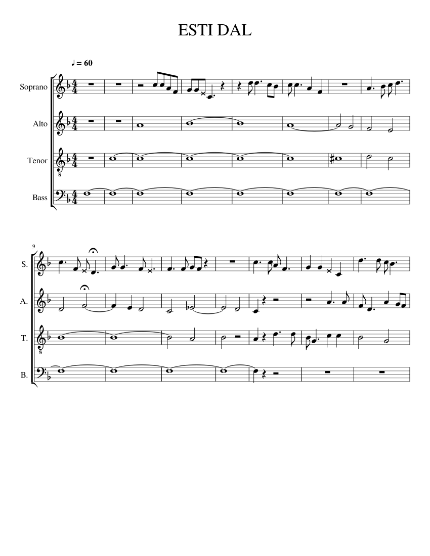 ESTI DAL Sheet music for Soprano, Alto, Tenor, Bass voice (Choral) | Musescore.com