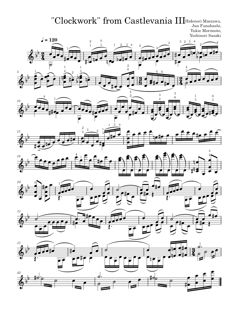 "Clockwork" from Castlevania III Sheet Music for Violin (Solo ...