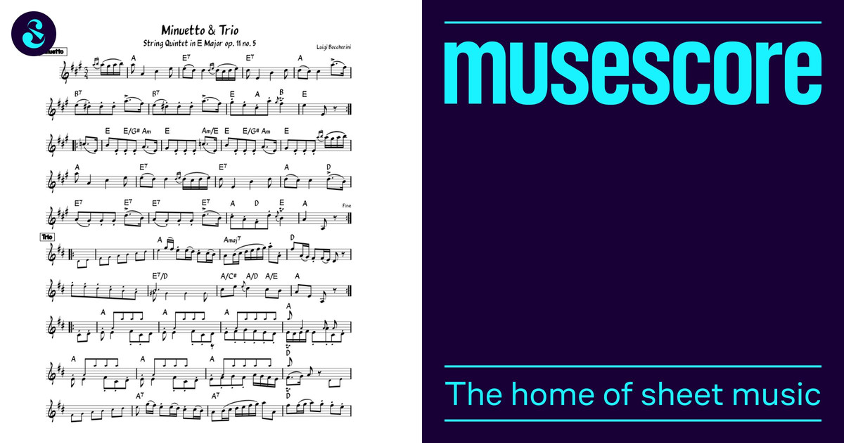 Boccherini - Minuetto and Trio - One Pager with Chords Sheet music for ...