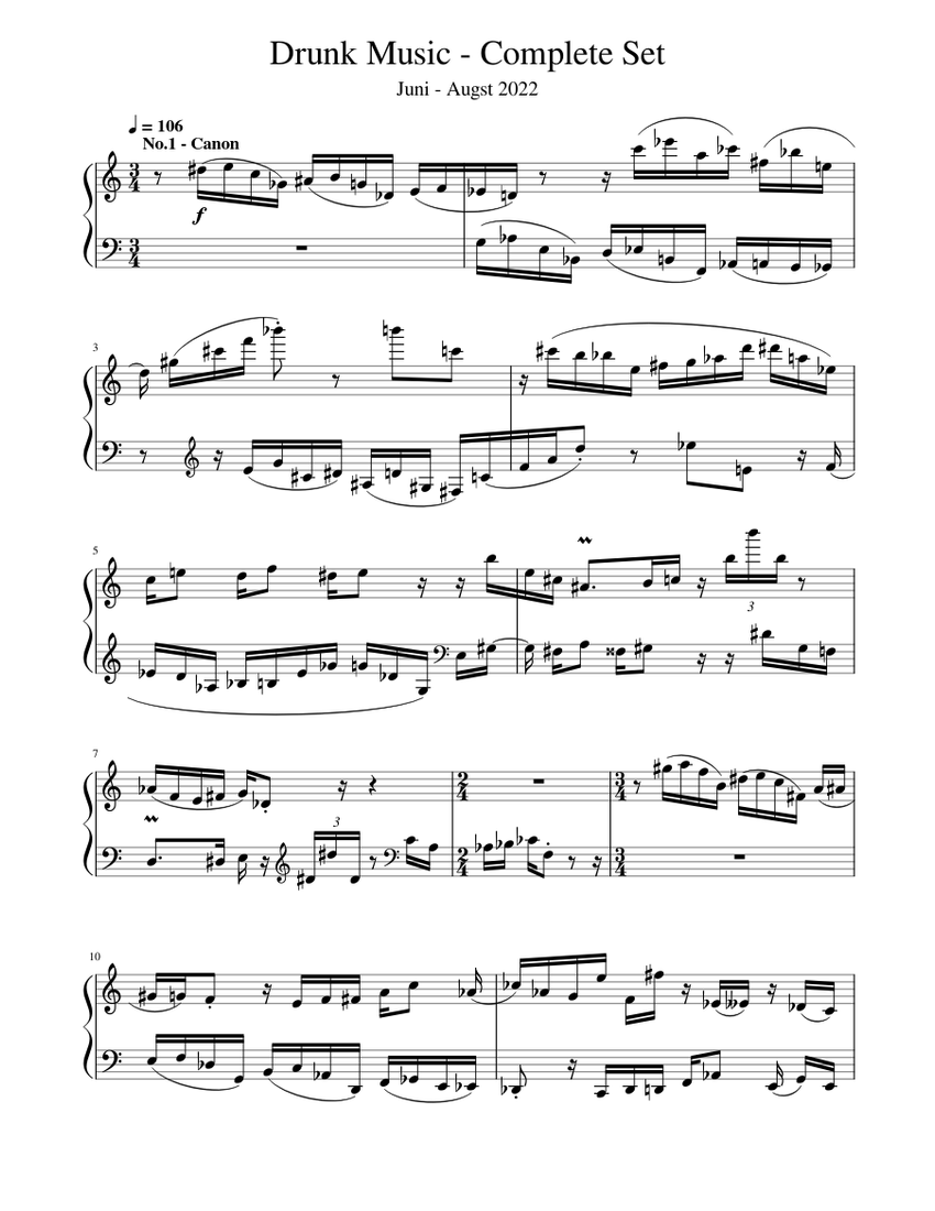 Drunk Music - Complete Set Sheet music for Piano (Solo) | Musescore.com