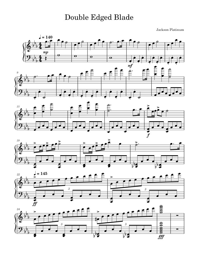 Double Edged Blade Sheet Music for Piano (Solo) | MuseScore.com