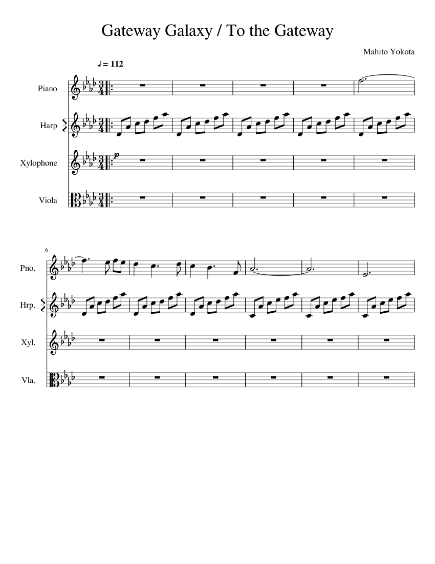 Gateway Galaxy - Super Mario Galaxy Sheet Music for Piano, Viola ...