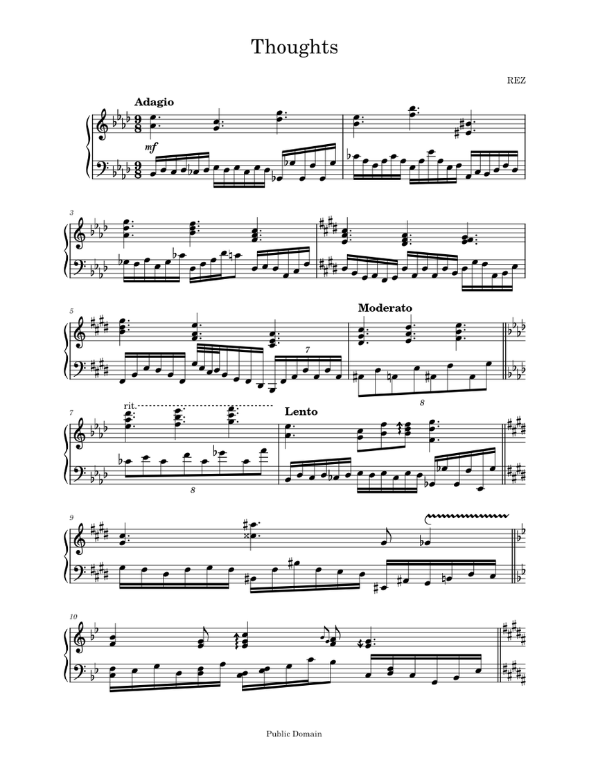 Thoughts Sheet music for Piano (Solo) | Musescore.com