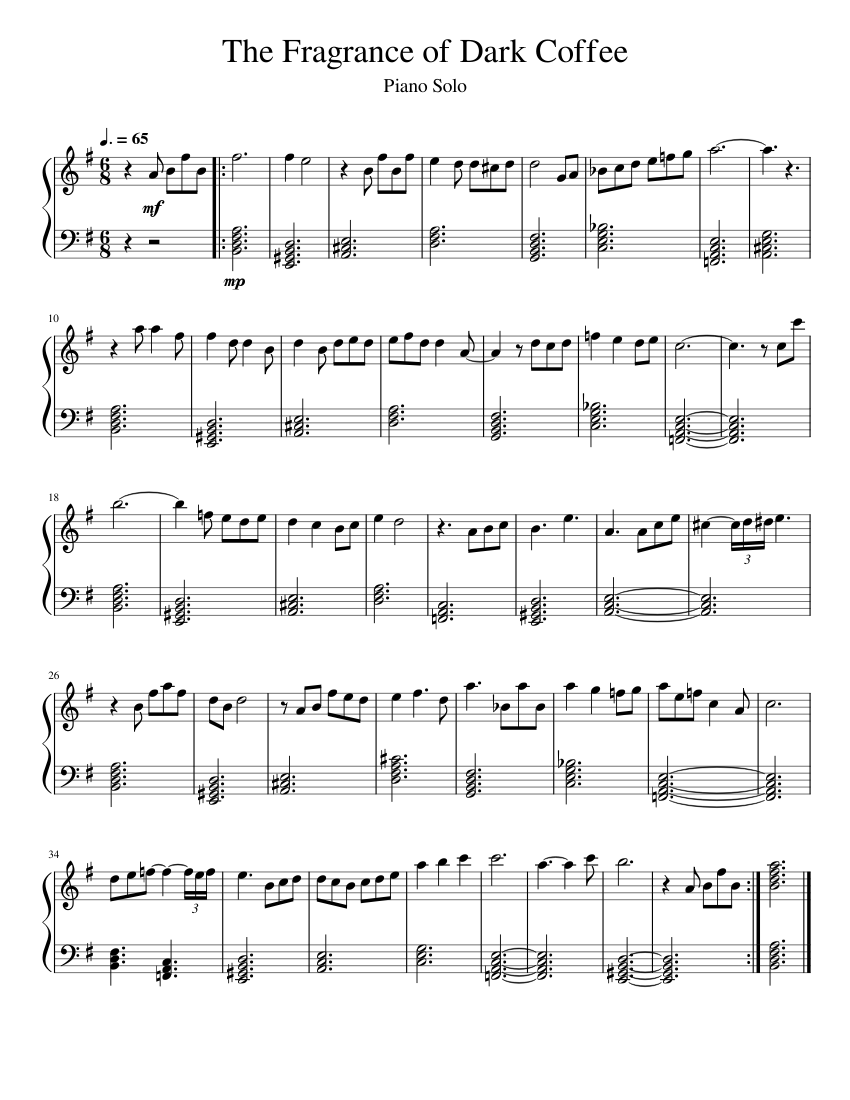 The Fragrance Of Dark Coffee - Ace Attorney Sheet Music for Piano (Solo ...