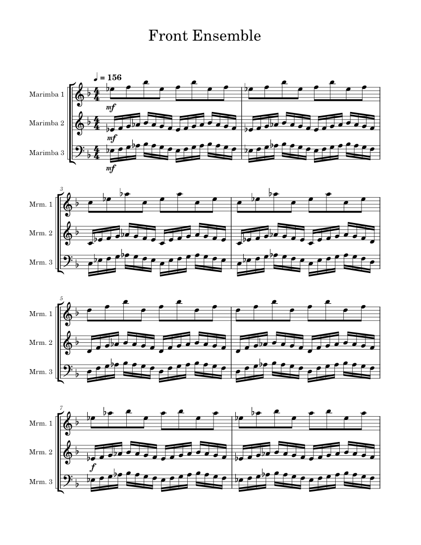 Front Ensemble Sheet music for Marimba (Indoor Percussion Ensemble ...