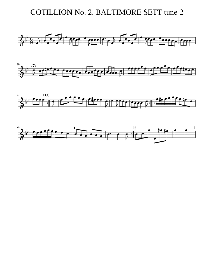 COTILLION No. 2. BALTIMORE SETT tune 2 Sheet music for Piano (Solo ...