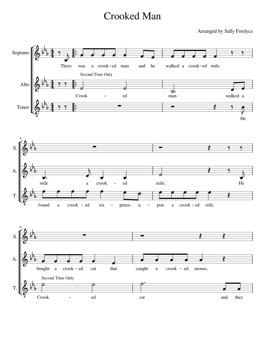 Crooked Man Sheet music for Soprano, Alto, Tenor (Choral) | Musescore.com