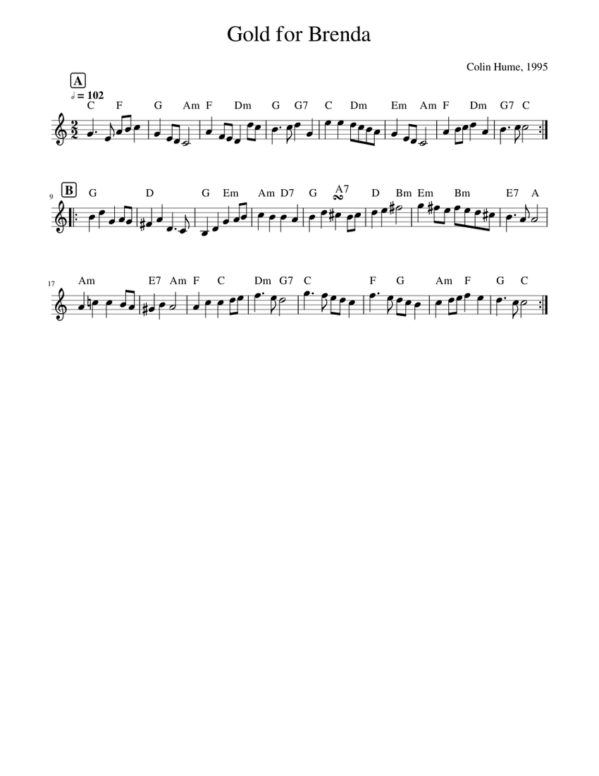 Colin Hume - Gold for Brenda Sheet music for Piano (Solo) Easy ...