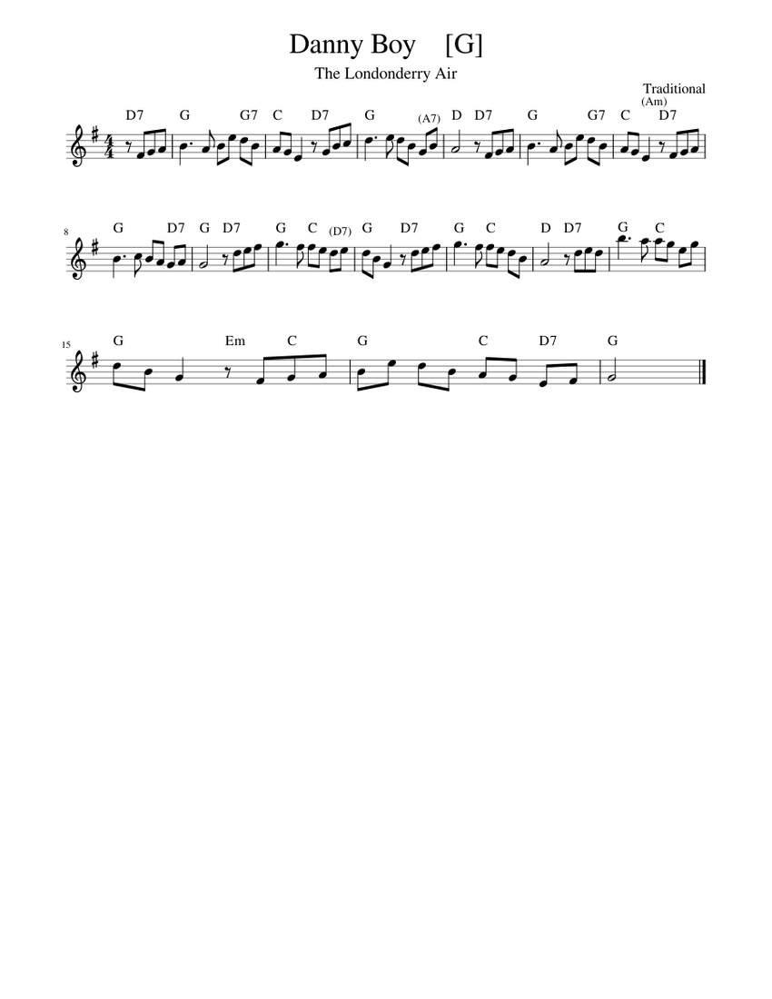 Traditional music - Danny Boy Sheet music for Piano (Solo) Easy ...