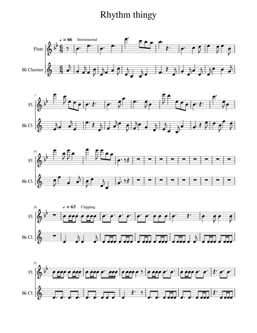 Rhythm_thingy Sheet music for Flute, Clarinet in b-flat (Woodwind Duet ...