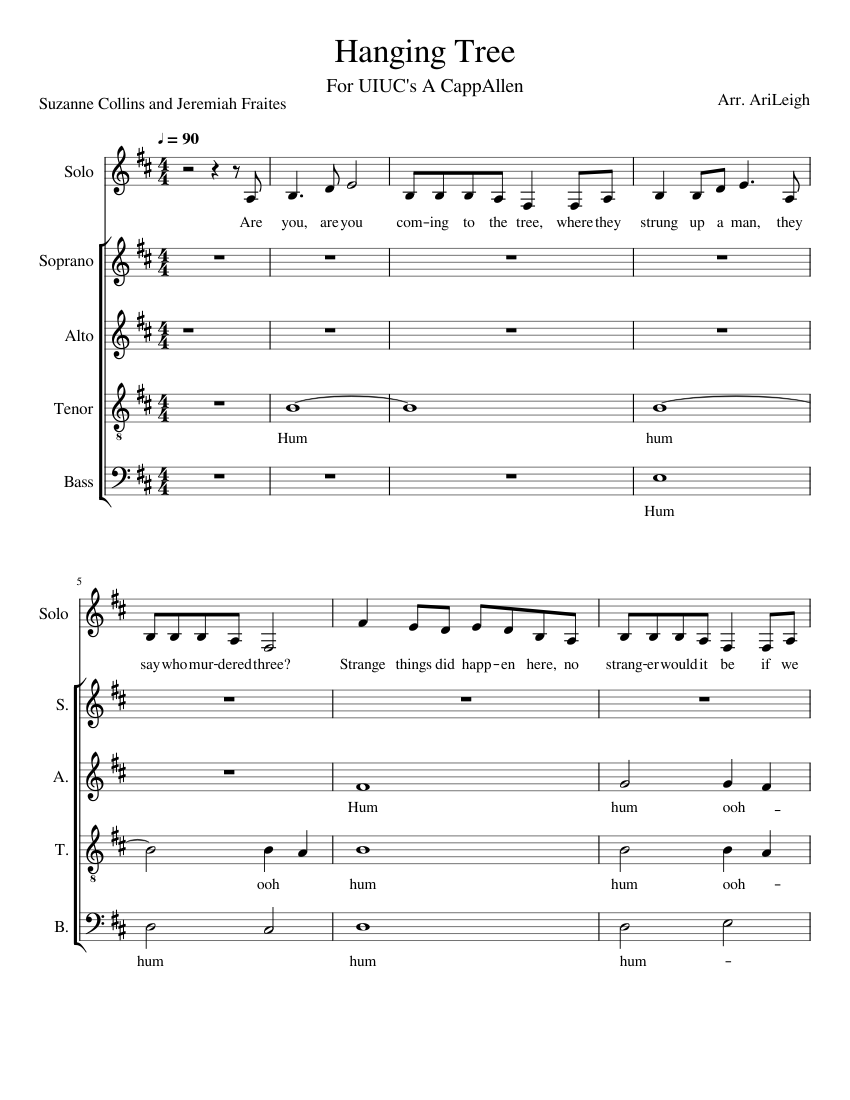Hanging Tree Sheet music for Soprano, Alto, Tenor, Bass voice & more ...
