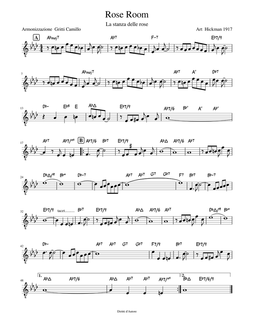 Rose room – Art Hickman Sheet music for Guitar (String Duet ...