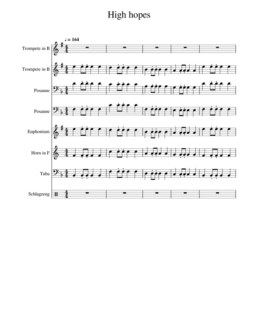 High hopes Sheet Music for Trombone, Euphonium, Tuba, Trumpet in b-flat ...