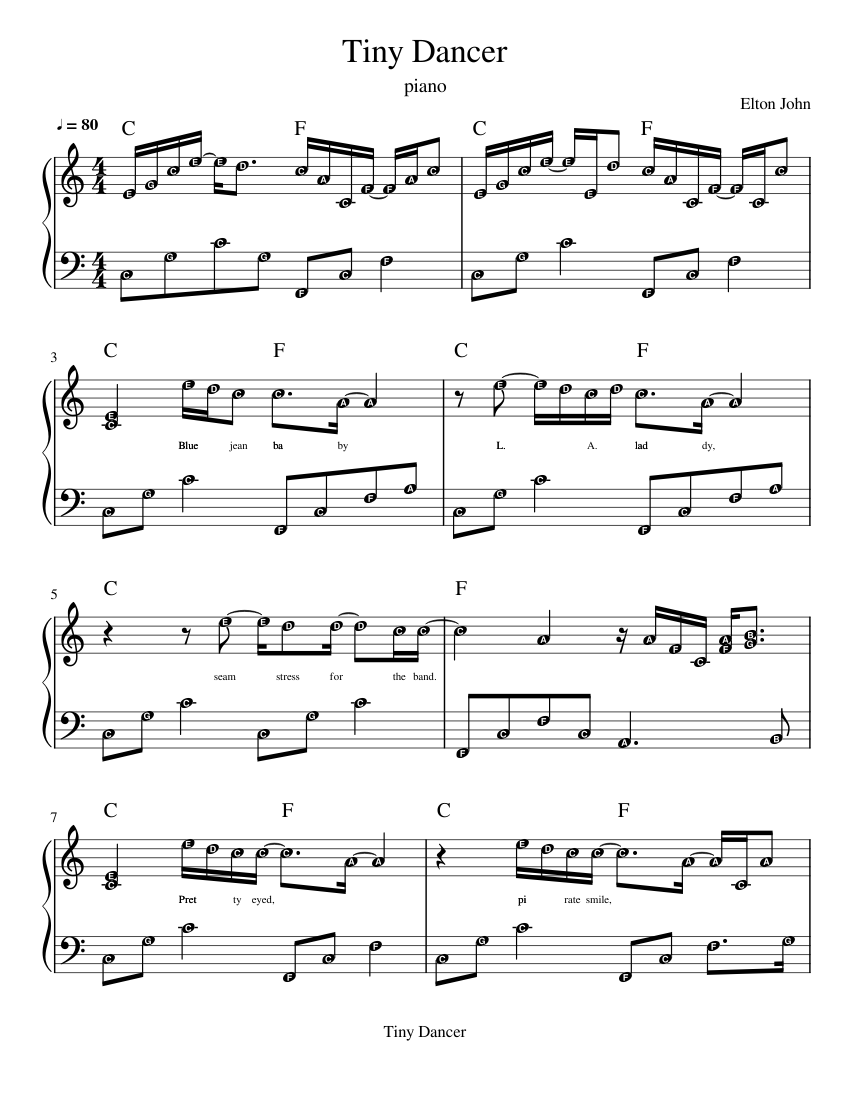 tiny dancer guitar chords