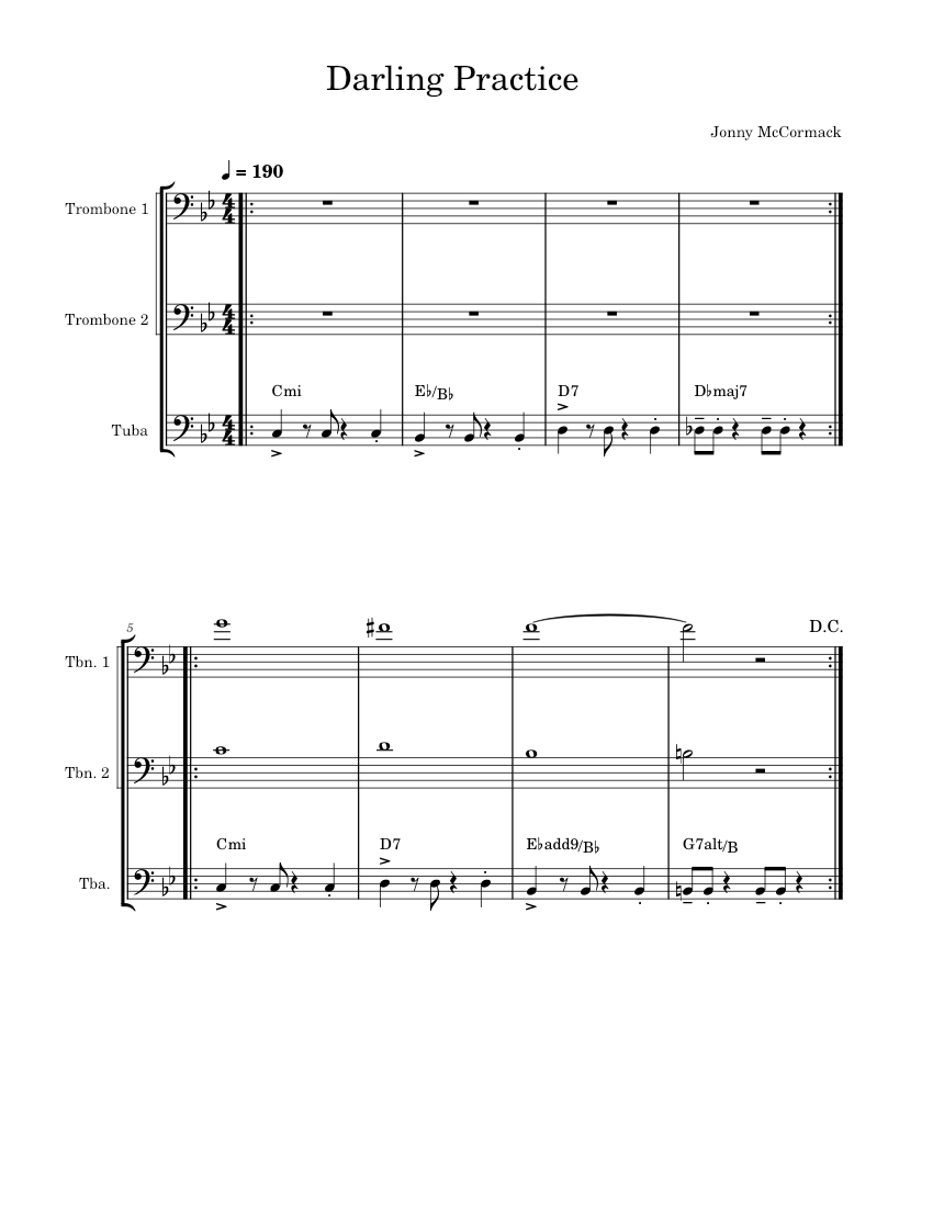 Darling_Practice Sheet music for Trombone, Tuba (Mixed Trio ...