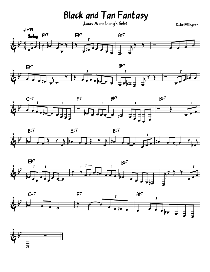 Black and Tan Fantasy Sheet Music for Piano (Solo) Easy | MuseScore.com