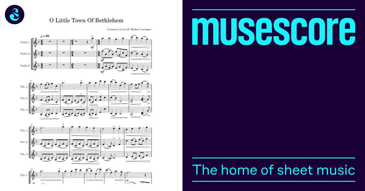 O Little Town of Bethlehem – Lewis H. Redner Sheet music for Violin ...