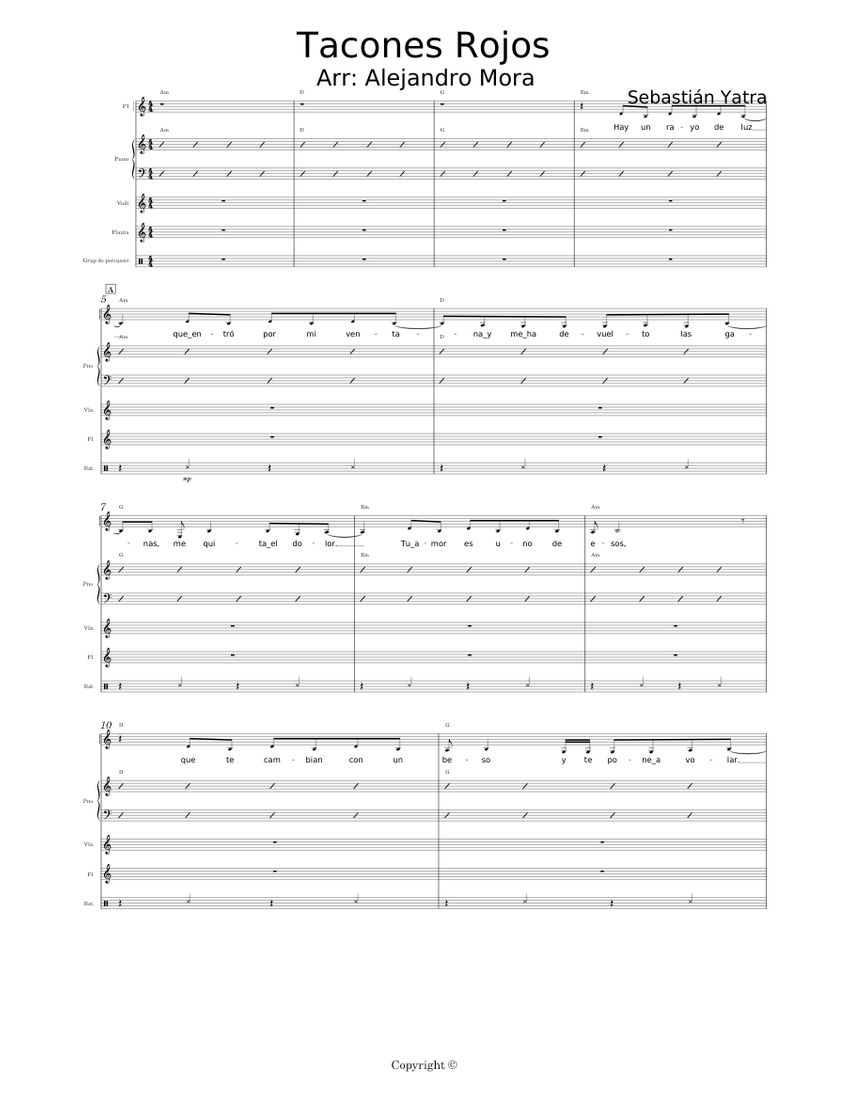 Tacones Rojos – Sebastián Yatra Sheet Music with Chords for Piano ...