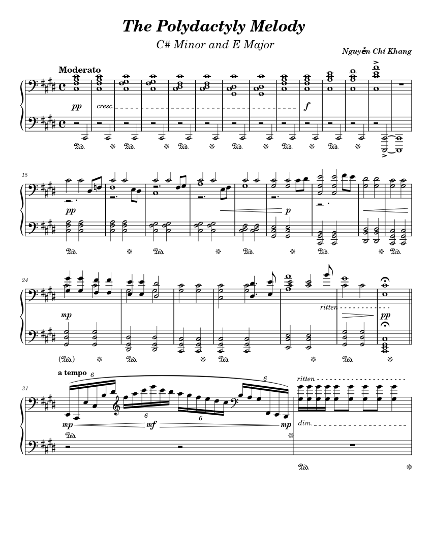 The Polydactyly Melody - Nguyễn Chí Khang Sheet Music for Piano (Solo ...