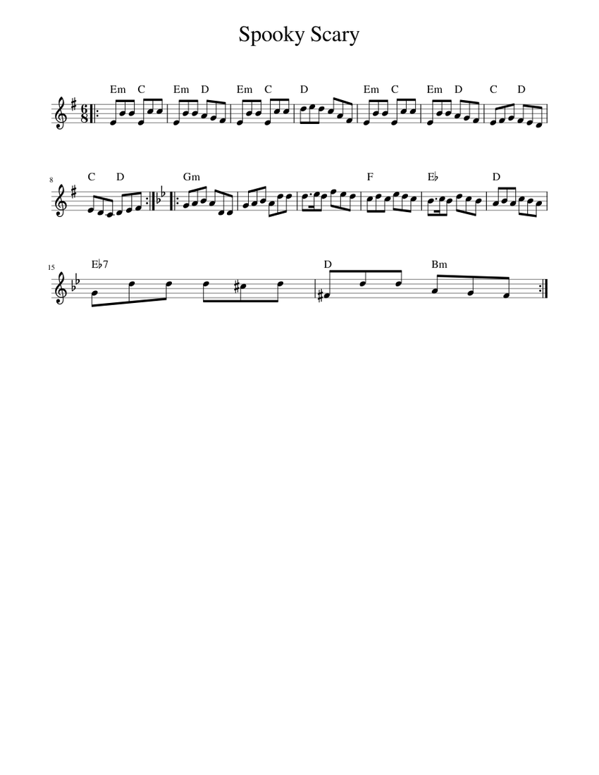 Spooky Scary Sheet Music with Chords for Piano (Solo) easy | MuseScore.com