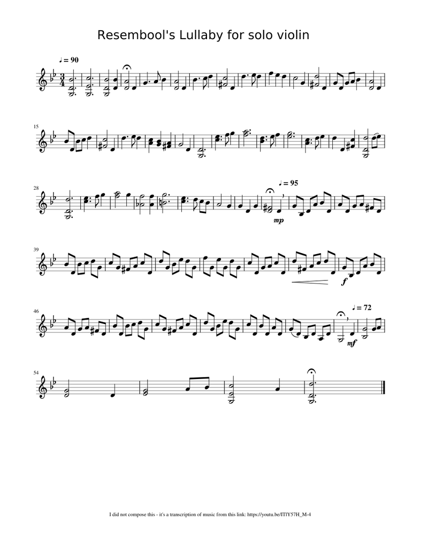 Resembool's_Lullaby_for_solo_violin Sheet music for Violin (Solo ...