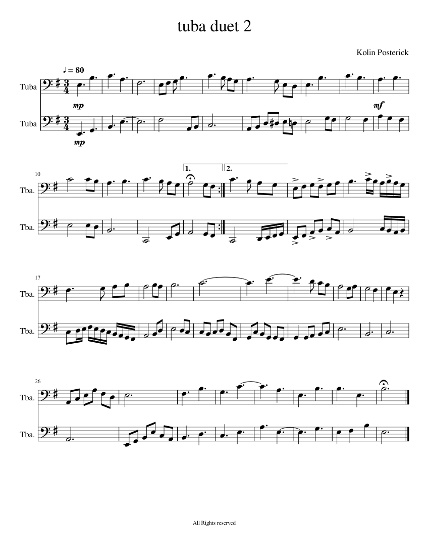 Tuba duet Sheet music for Tuba (Brass Duet) | Musescore.com