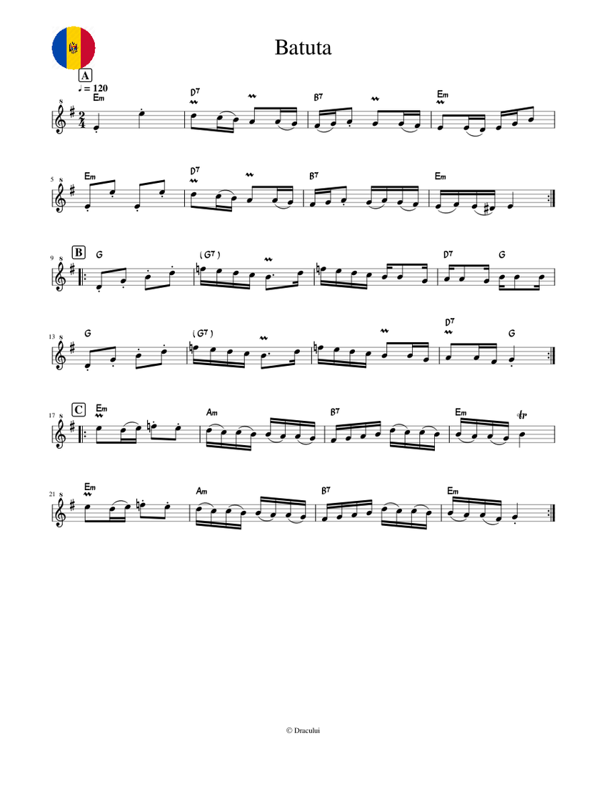 Batuta Sheet music for Recorder (Solo) | Musescore.com