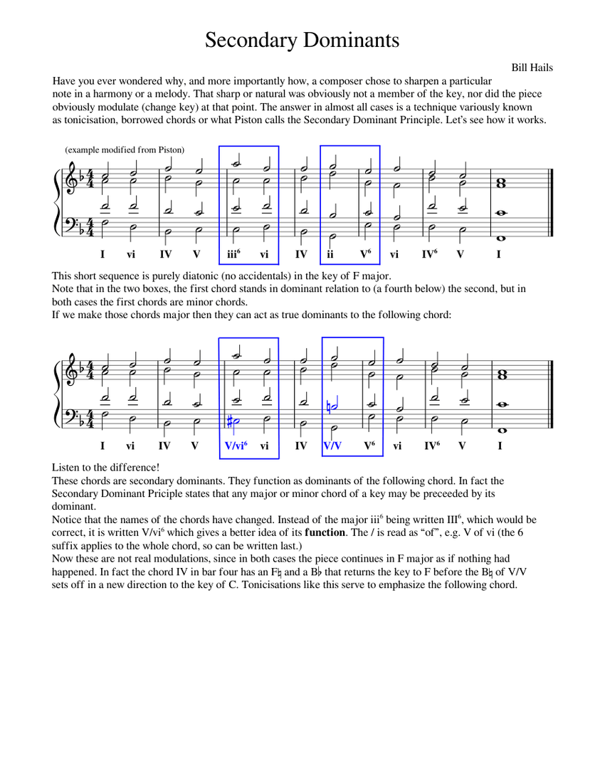 Secondary Dominants Sheet Music for Piano (Solo) Easy | MuseScore.com